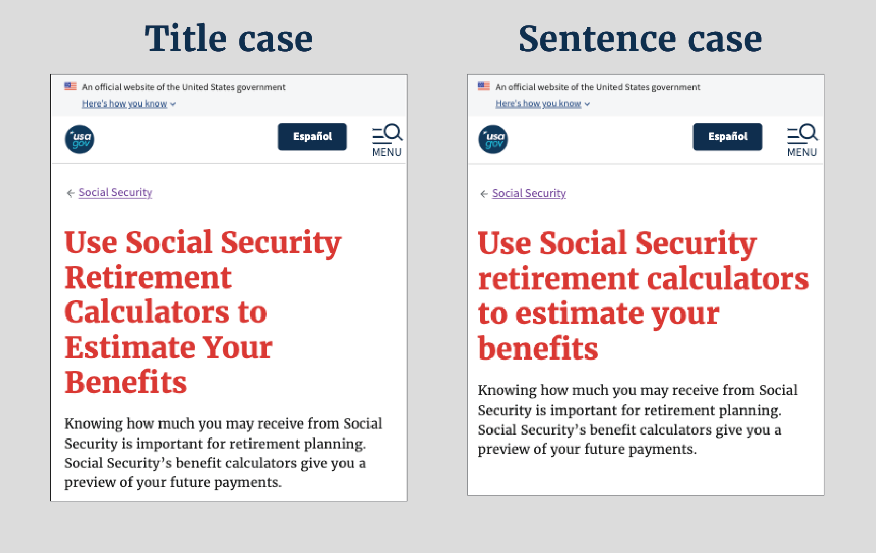 Making the case for sentence case on USAGov’s websites