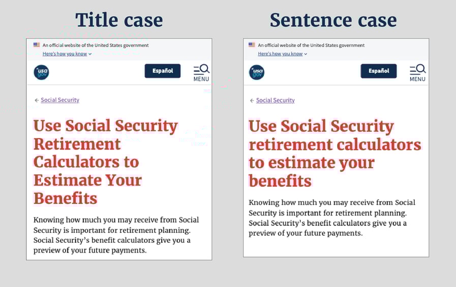 Making the case for sentence case on USAGov’s websites